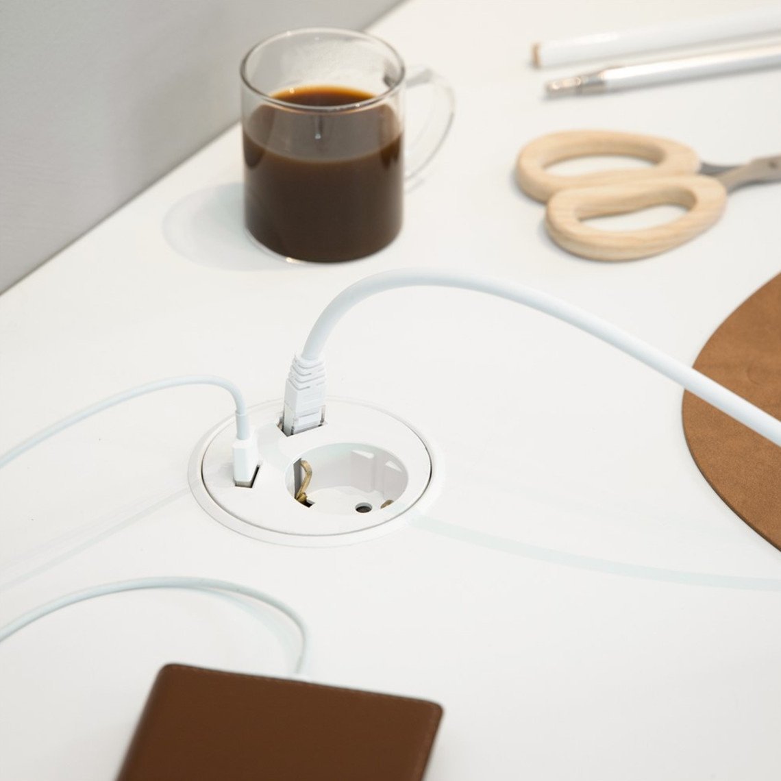 Einbausteckdose Powerdot 12 - Steckdose, Netzwerk, USB-A